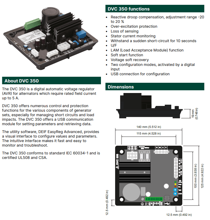DVC 350 - Digital automatic voltage regulator